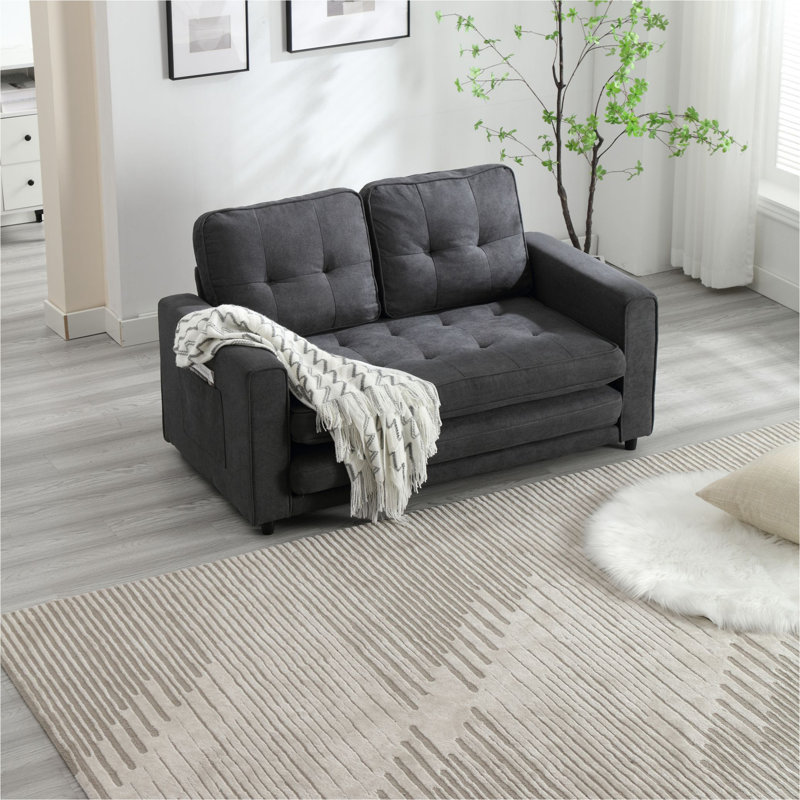 3 Fold Sofa Convertible Futon Couch Sleeper Sofabed Space Saving Loveseat Pull Out Couch Bed For Living Room Dark Gray Light Gray Beige Velvet